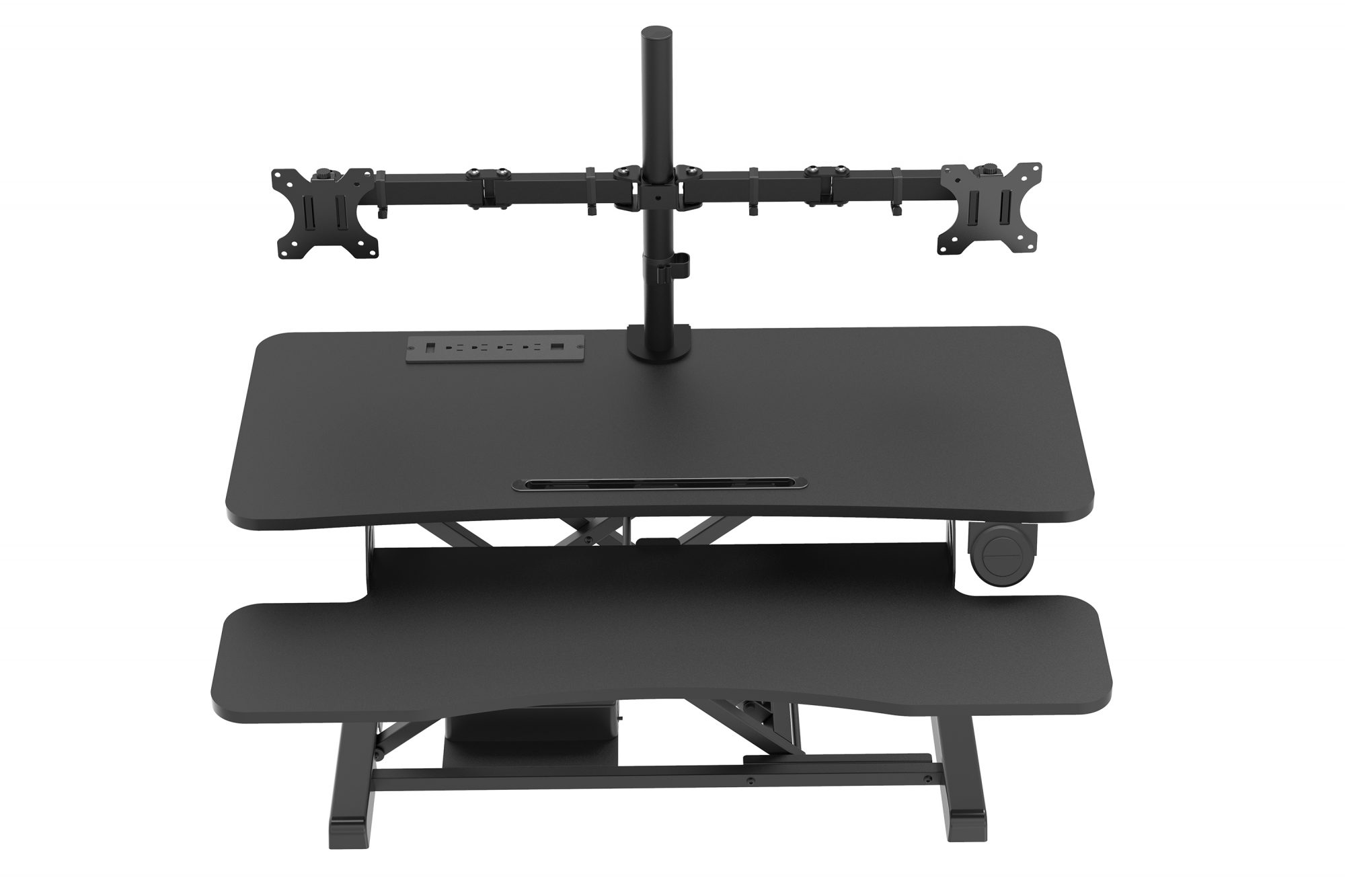 Rocelco EDRB-DM2 - Electric Desk Riser + Dual Monitor Arm - Rocelco