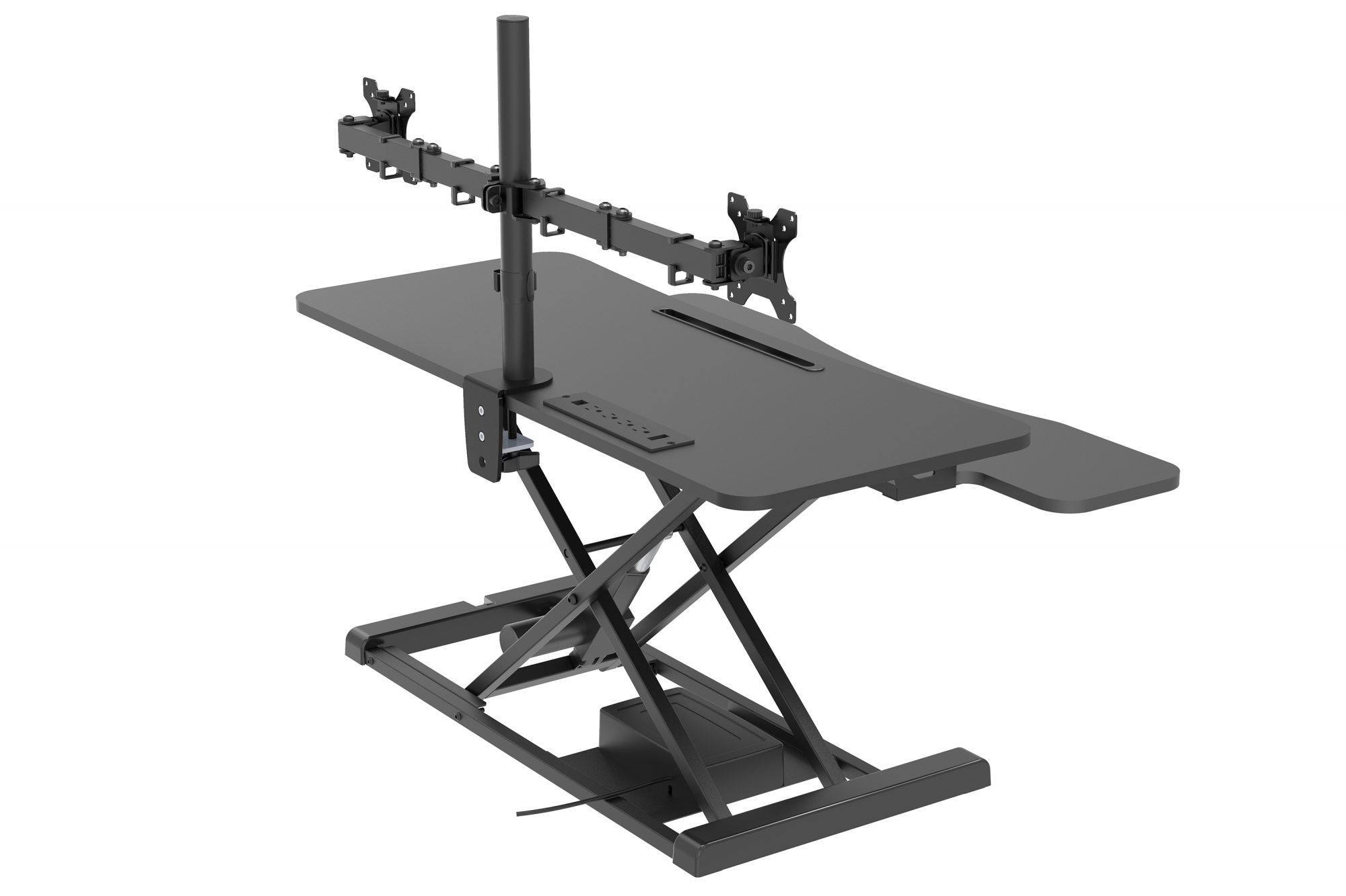 Rocelco EDRB-DM2 - Electric Desk Riser + Dual Monitor Arm - Rocelco