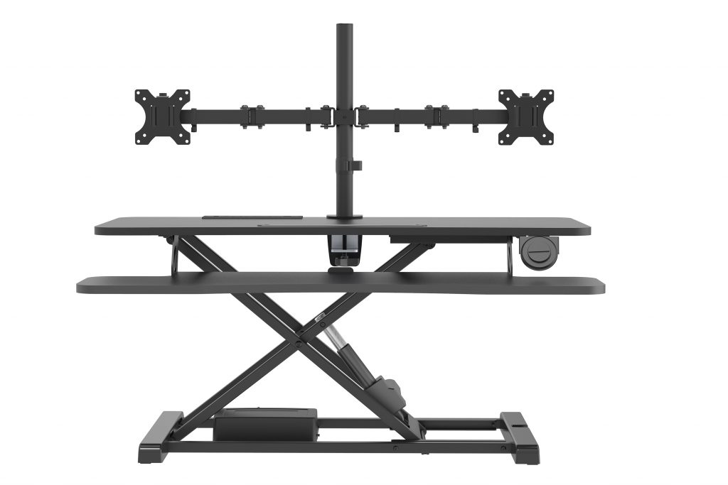 Rocelco EDRB-DM2 - Electric Desk Riser + Dual Monitor Arm - Rocelco
