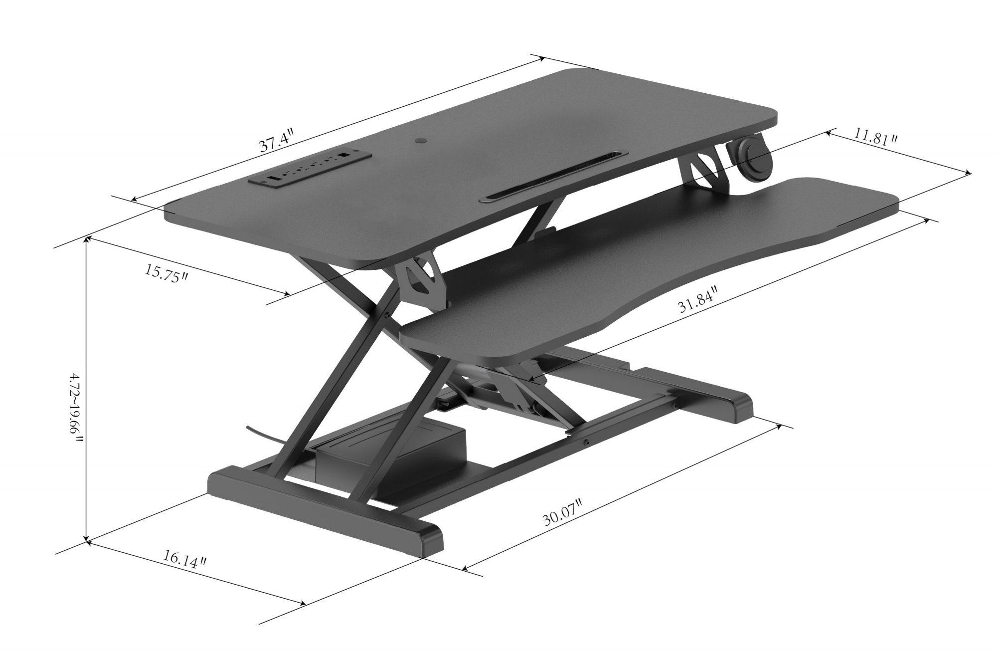 Rocelco EDRB - Electric Desk Riser - Rocelco